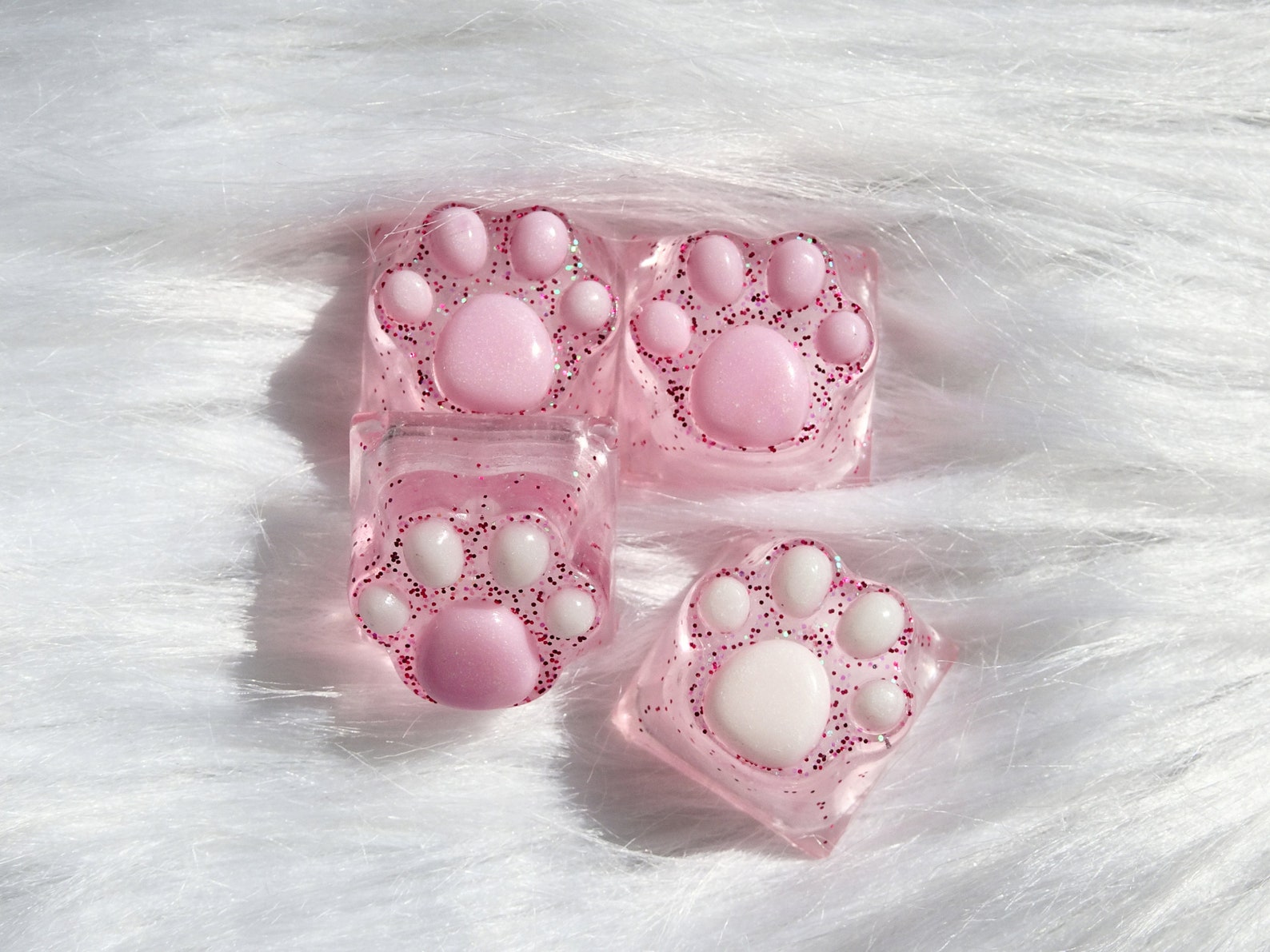 Cat Paw Keycap Pink Glitter Keycap Set Artisan OEM - Etsy