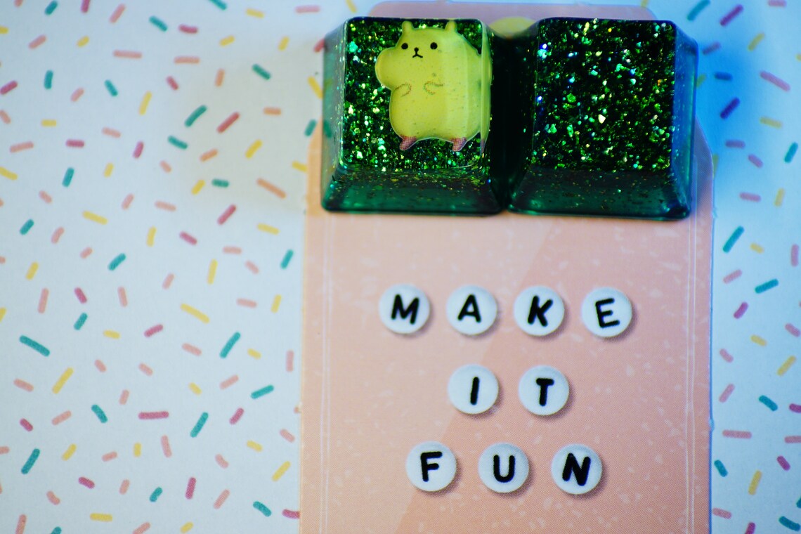 Cute Hamster Green Keycap Set Anime Keycaps R4 - Etsy