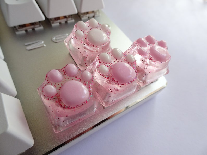 Cat Paw Keycap Pink Glitter Keycap Set Artisan OEM - Etsy