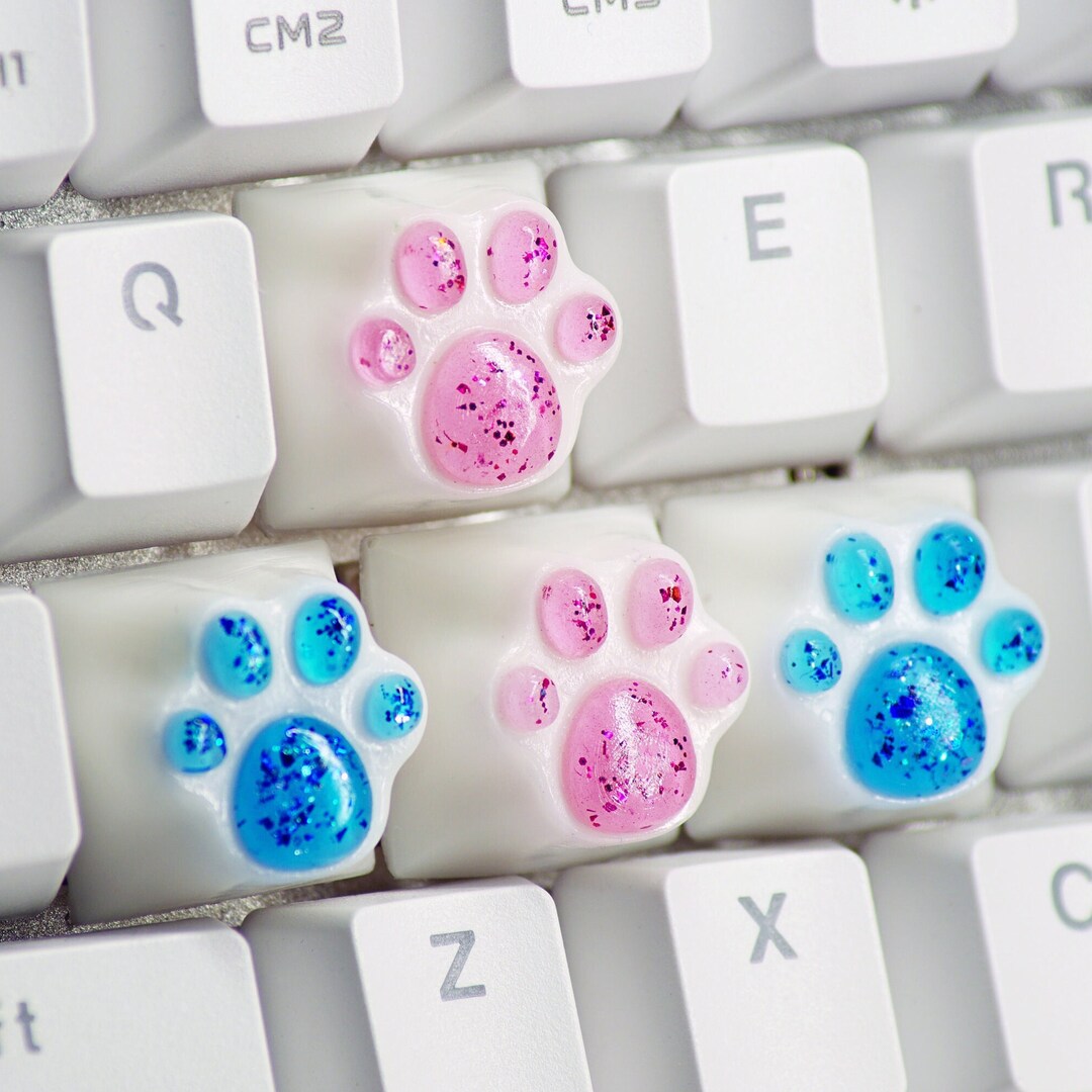 Blue and Pink Glitter Paw Keycap Set, Artisan Keycap, OEM CHERRY MX - Etsy