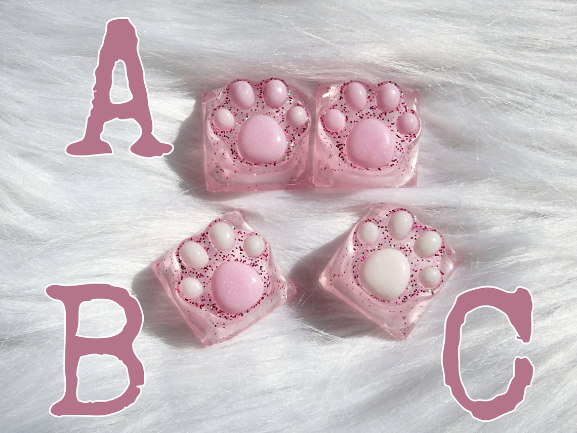 Cat Paw Keycap Pink Glitter Keycap Set Artisan OEM - Etsy