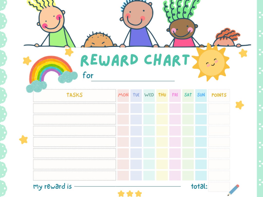 Kids Rewards Chart, Kids Chore Chart, Chore Chart, Printable Reward ...