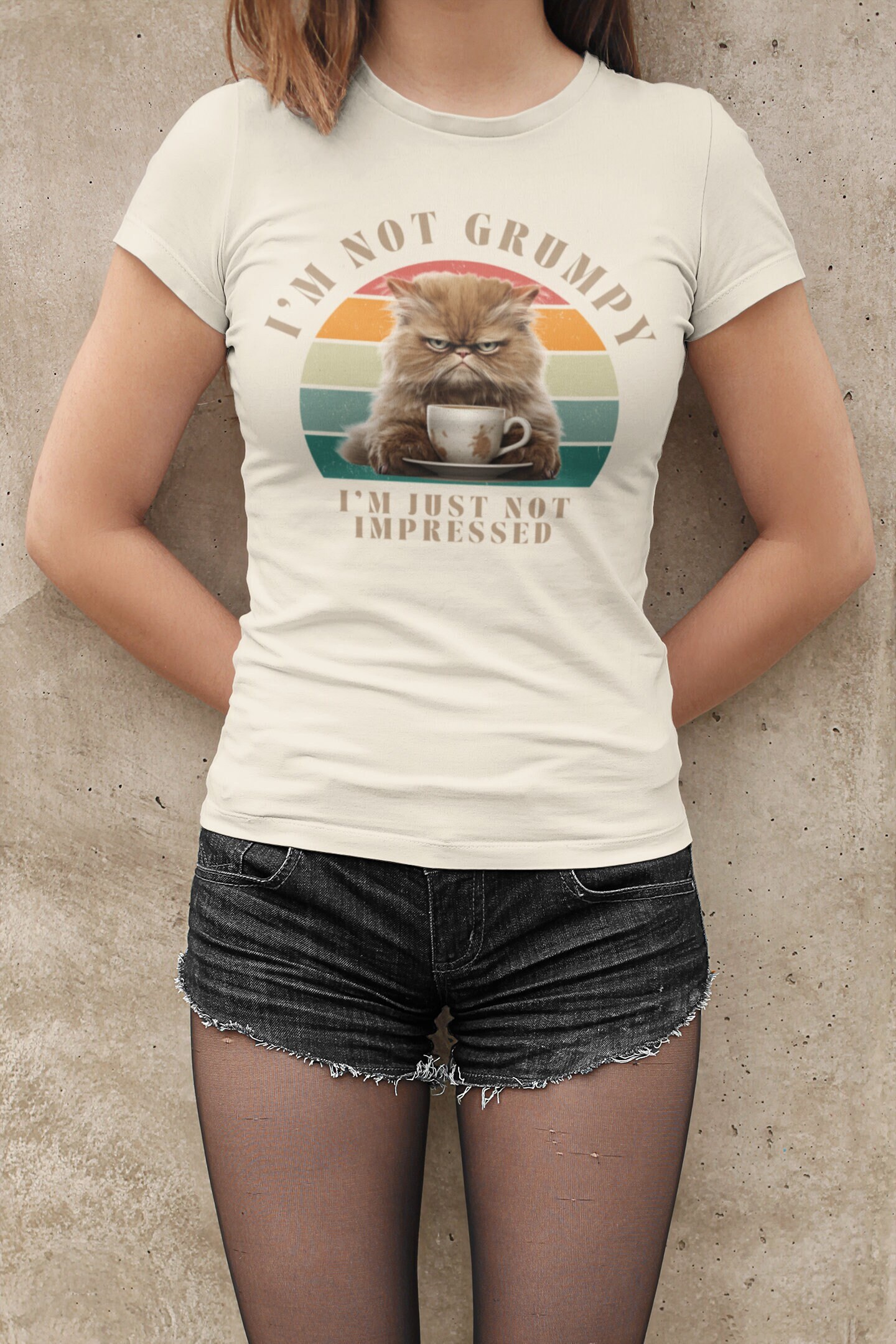 Retro Tshirt Womans Cat Shirt Funny Grumpy Cat T-shirt Gift for Her Cat ...