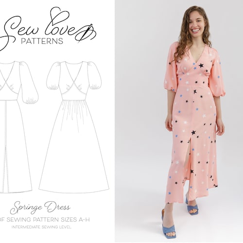 Tiered Midi Dress PDF Sewing Pattern print at Home - Etsy