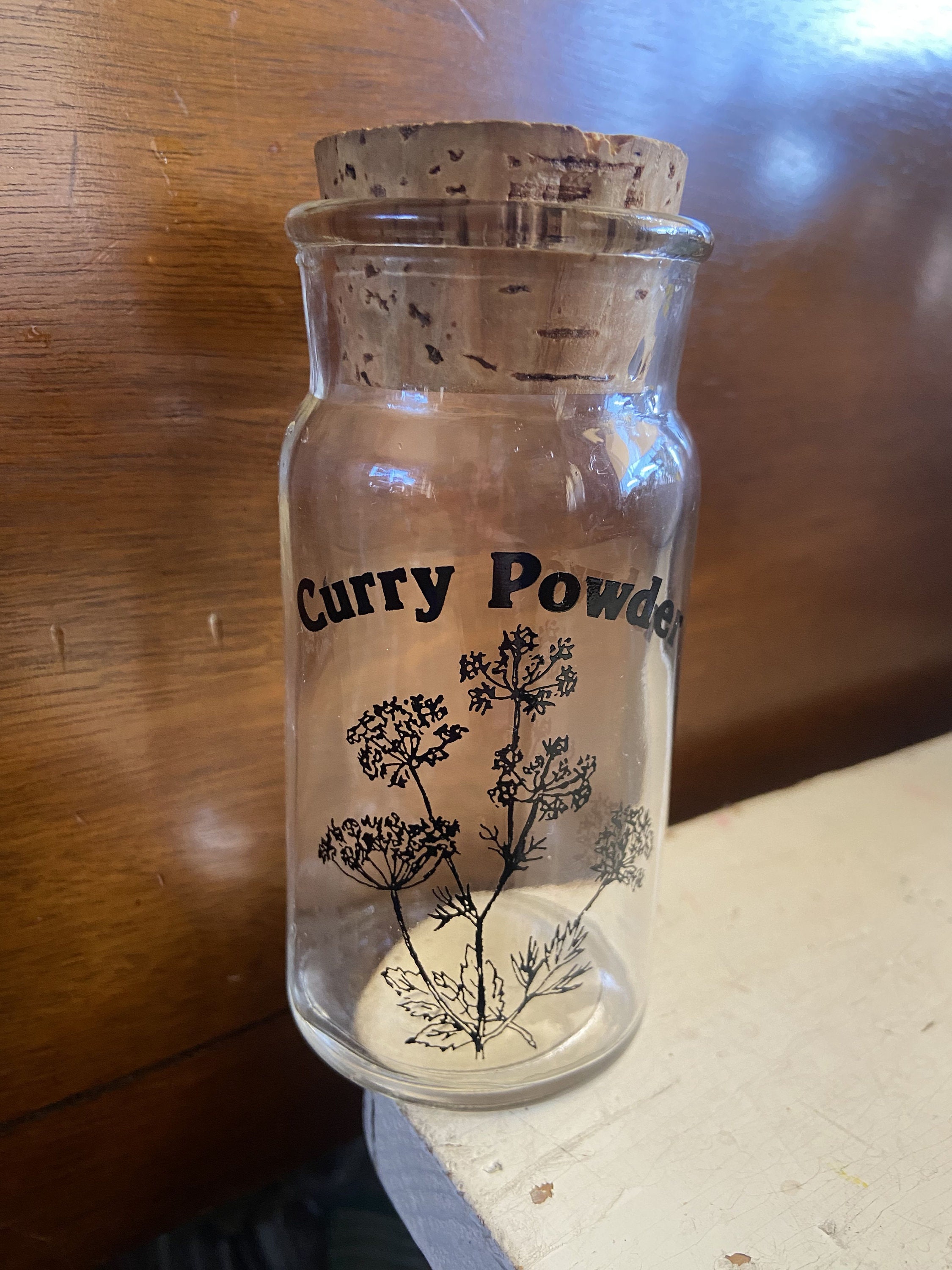 Vintage Wheaton Glass Spice Jars With Name and Botanical Illustration ...