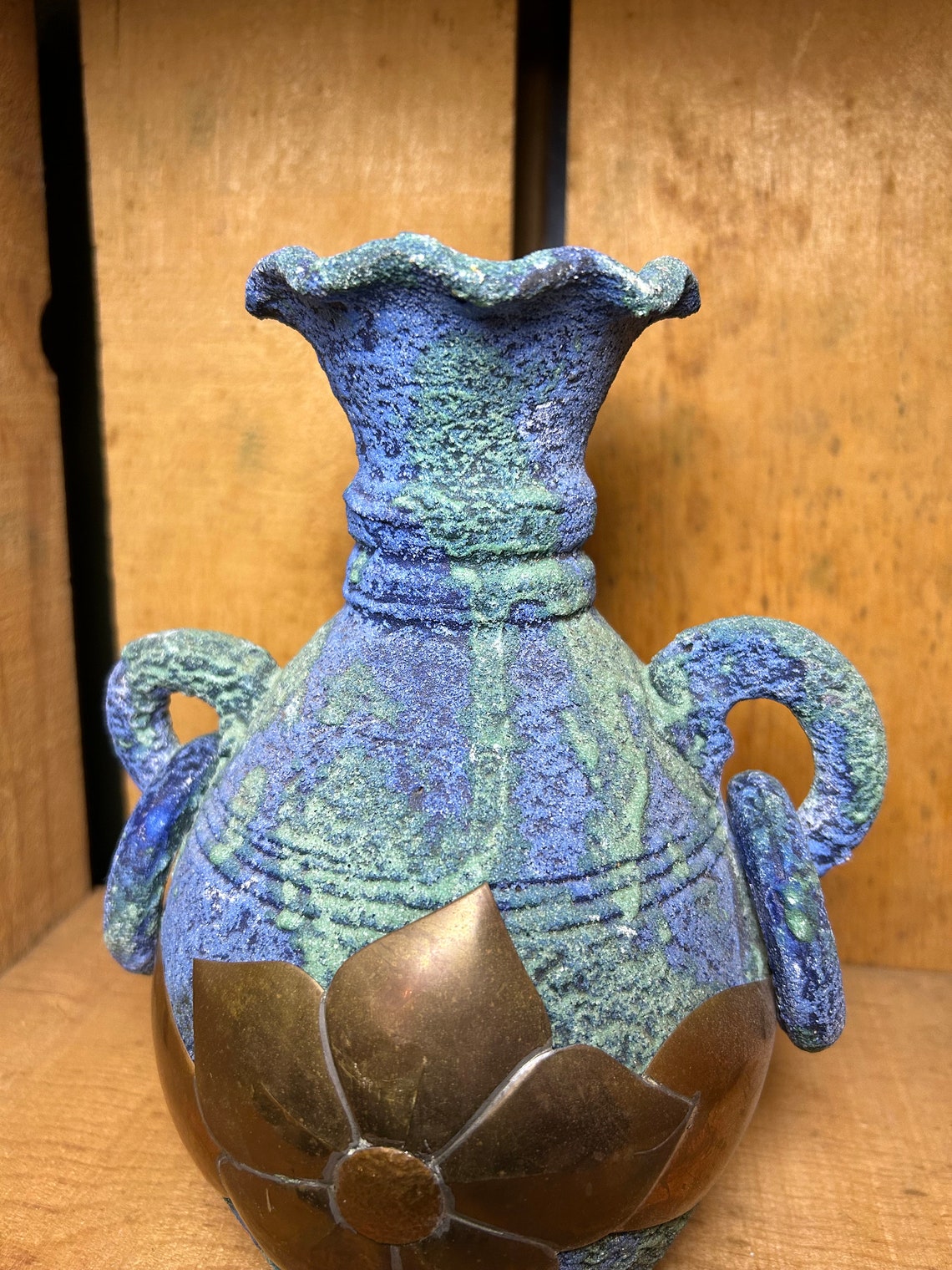 Vintage Sand Pottery, Blue, Green and Copper Sand Pottery - Etsy