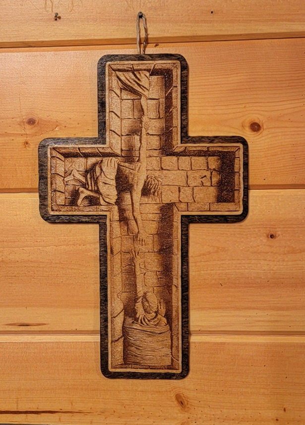 Wood Cross, Jesus Helping Hand - Engraved - Etsy