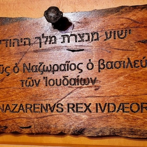 INRI Crucifixion Sign – Wooden Replica With Aramaic, Greek, Latin ...