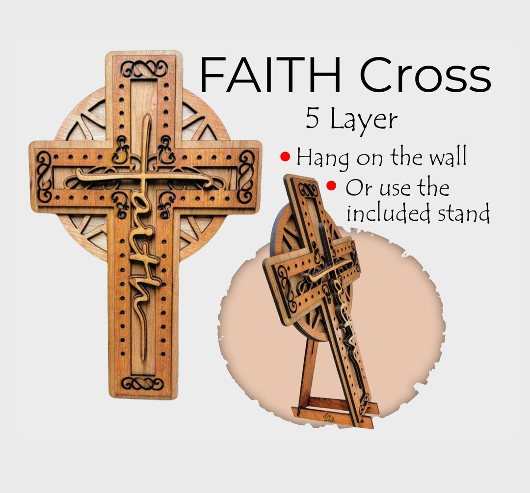 Faith Cross, Layered Wood Christian Decor - Etsy
