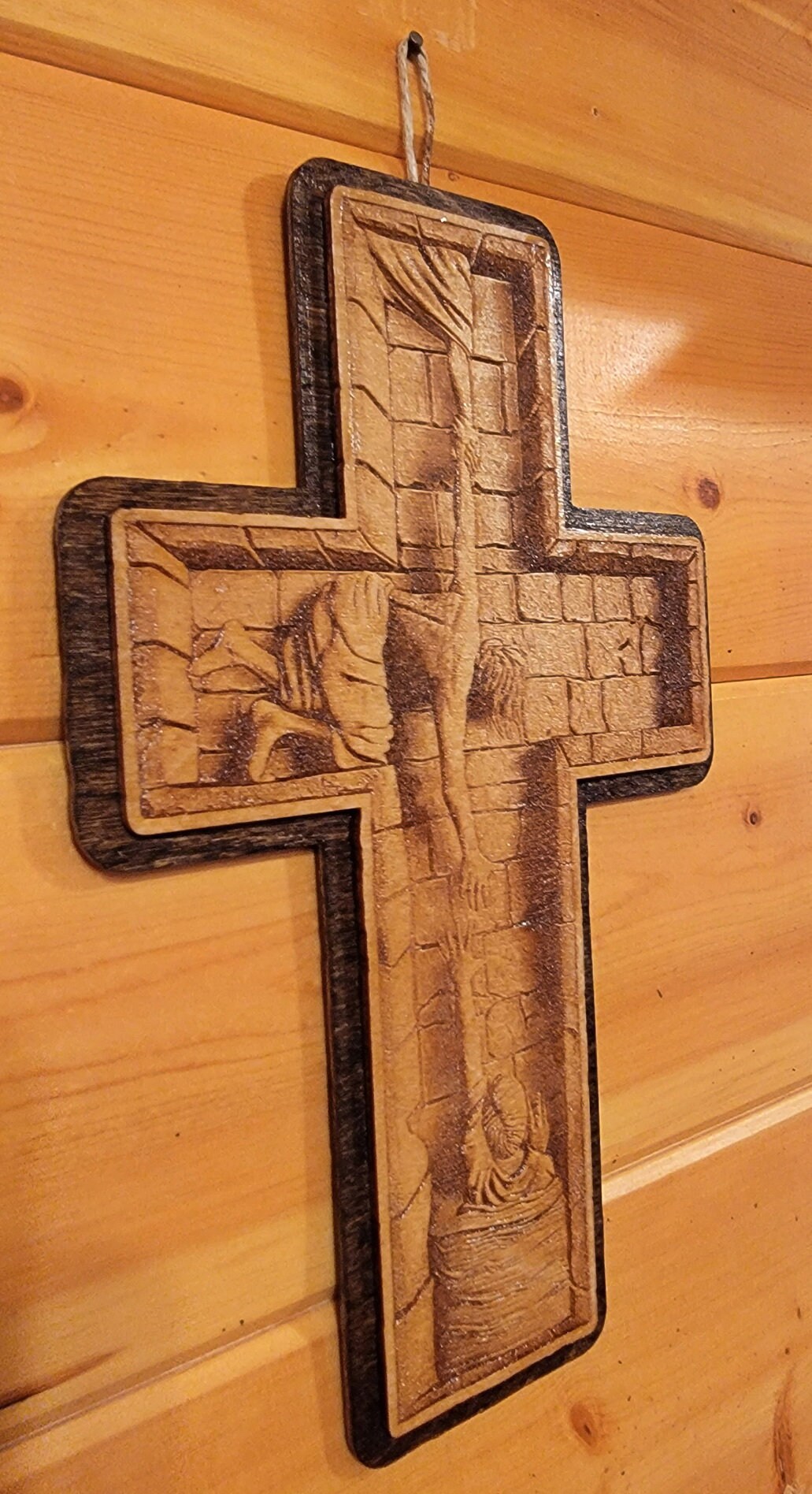 Wood Cross, Jesus Helping Hand - Engraved - Etsy