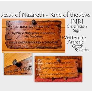 INRI Crucifixion Sign – Wooden Replica With Aramaic, Greek, Latin ...