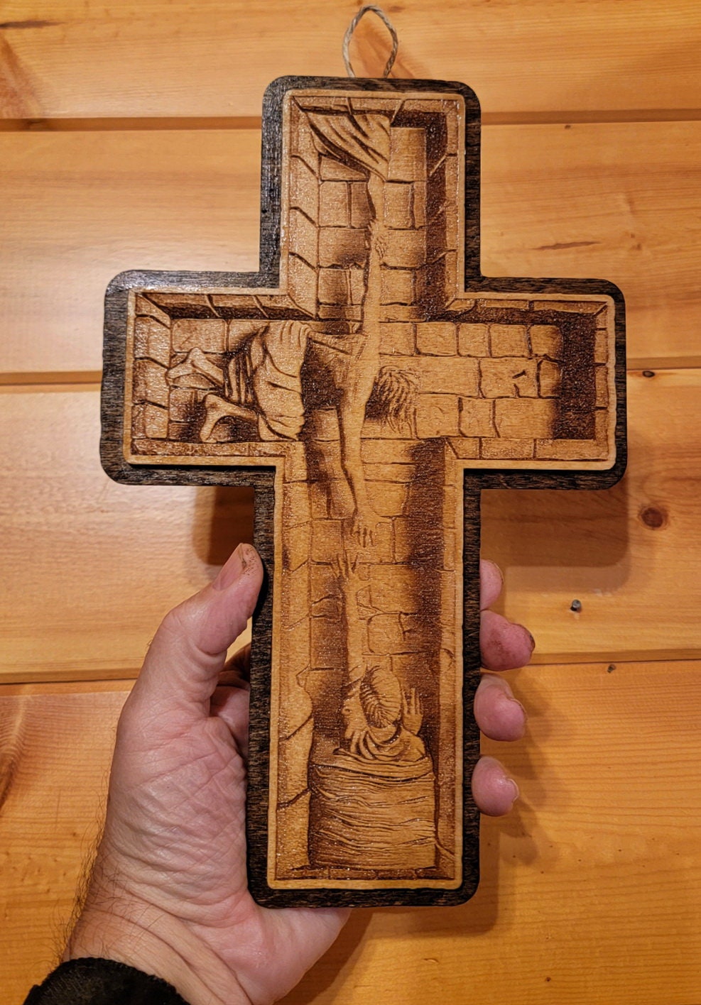 Wood Cross, Jesus Helping Hand - Engraved - Etsy