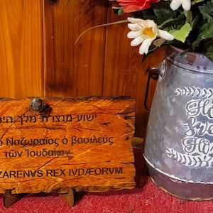 INRI Crucifixion Sign – Wooden Replica With Aramaic, Greek, Latin ...