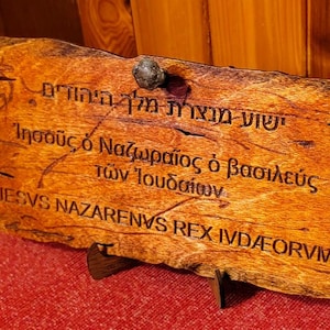 INRI Crucifixion Sign – Wooden Replica With Aramaic, Greek, Latin ...