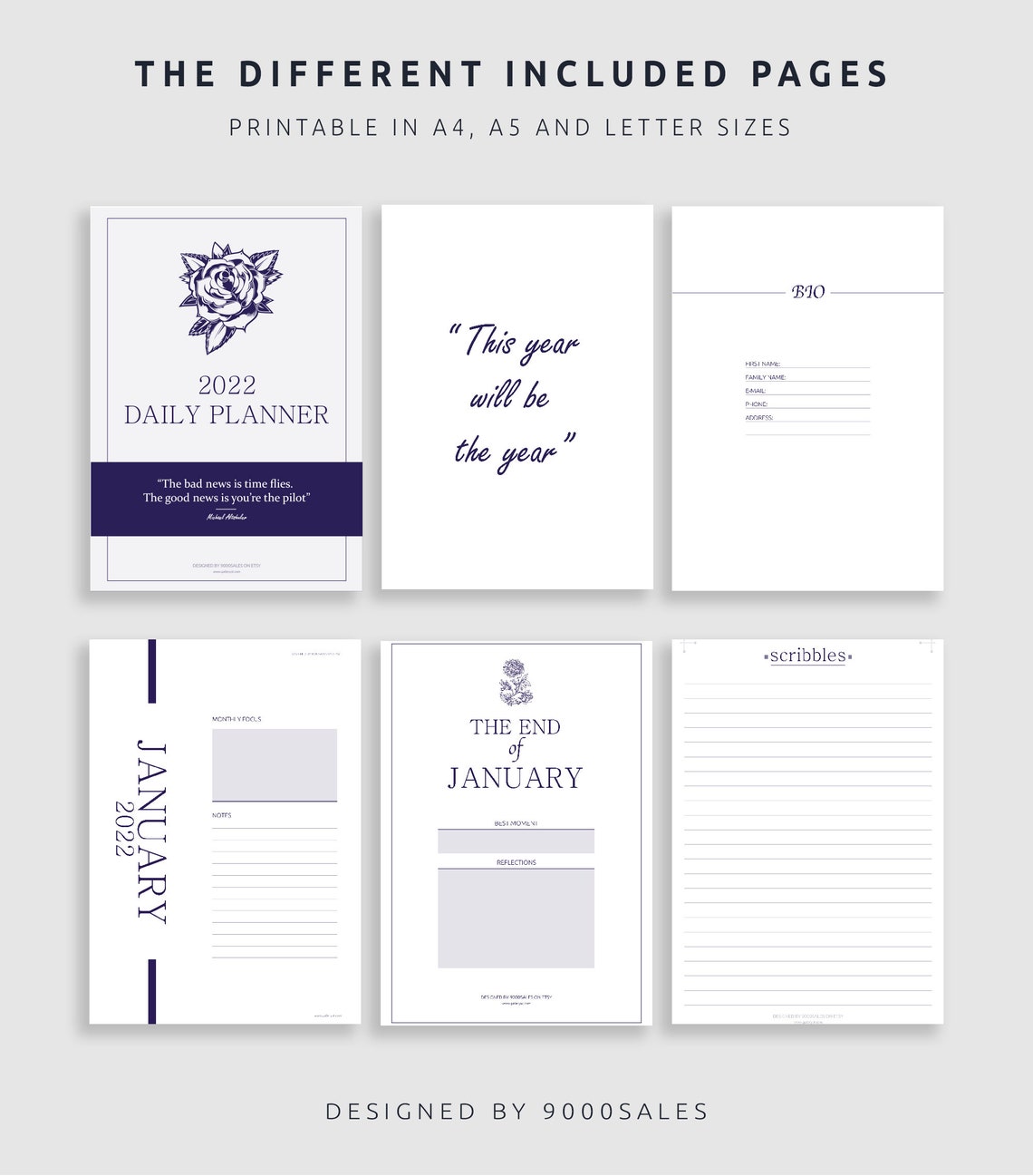 2022 Daily Planner Printable, 24 Hours Planner, 365 Days to Do List ...