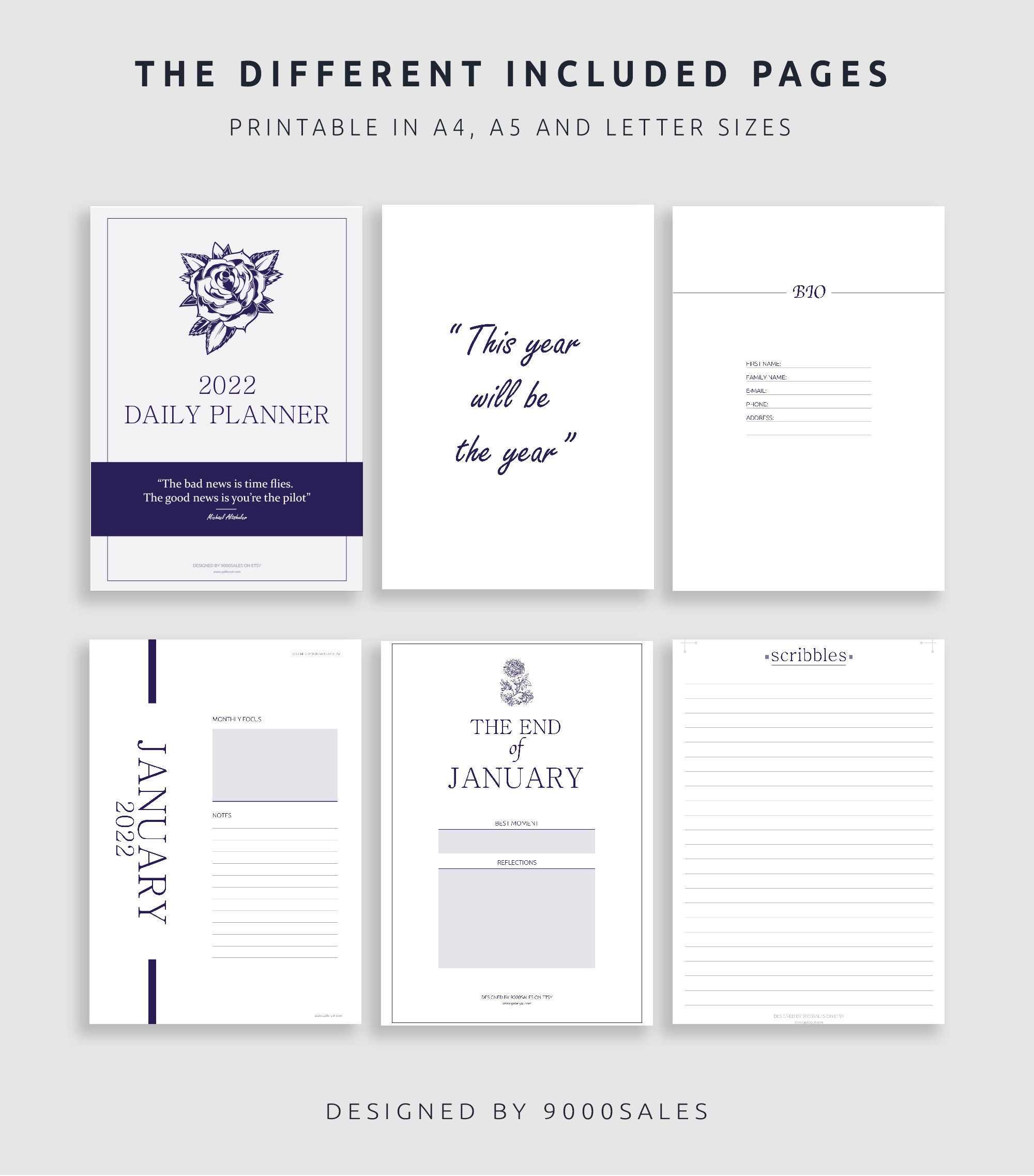 2022 Daily Planner Printable, 24 Hours Planner, 365 Days to Do List ...