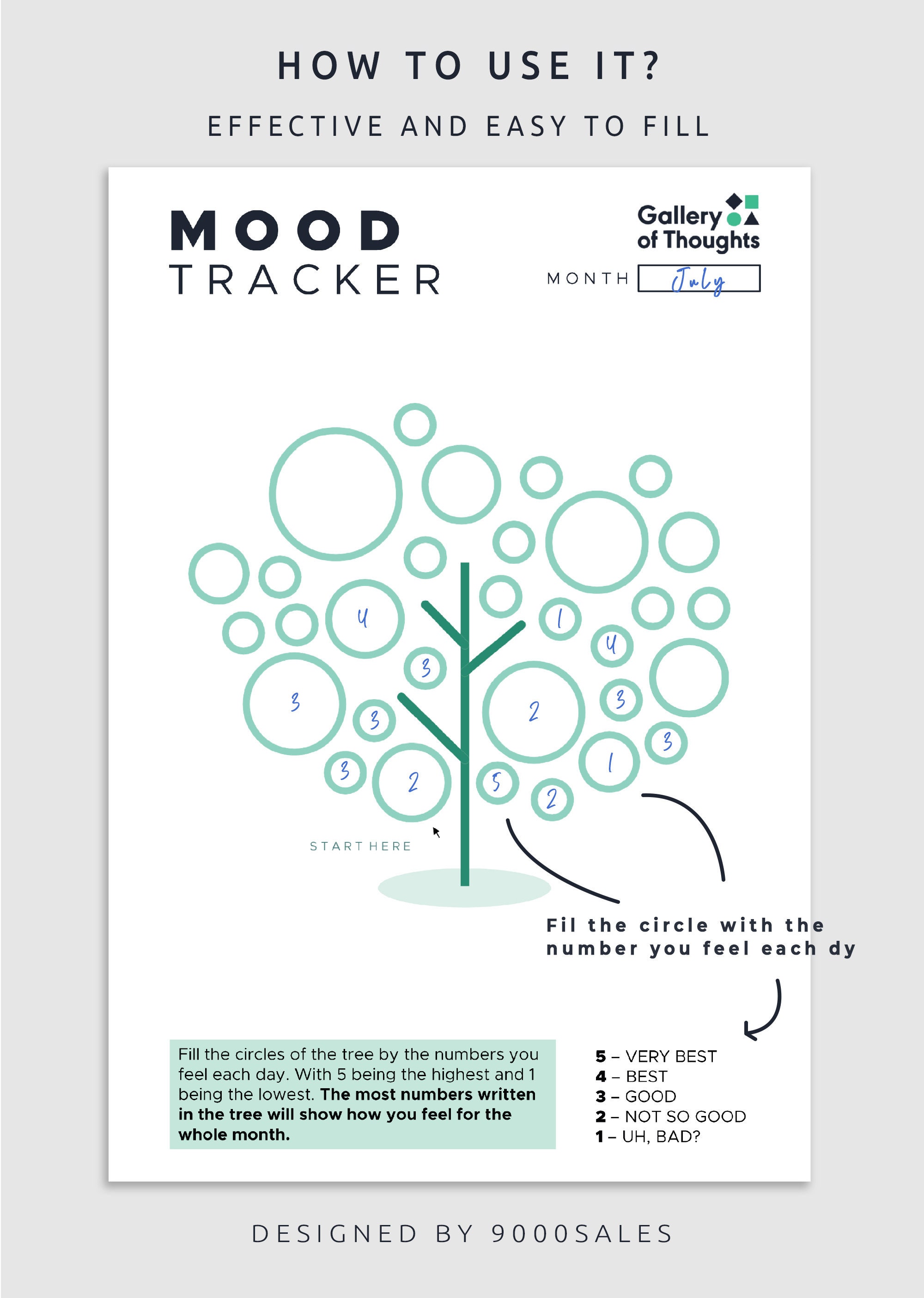 Monthly Mood Tracker, Mood Tracker Printable, Pdf, Digital Download ...