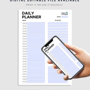Editable Daily to Do List Planner Printable, 2022 Daily Planner PDF, 24 ...