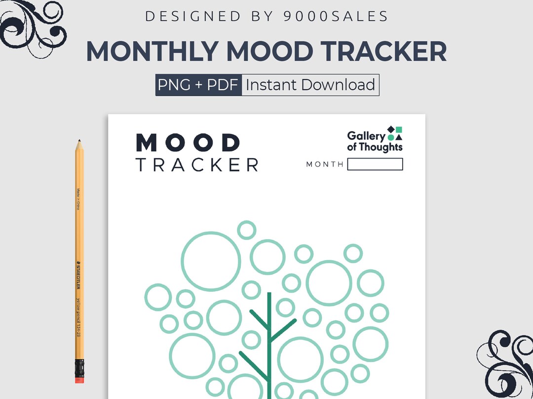 Monthly Mood Tracker, Mood Tracker Printable, Pdf, Digital Download ...