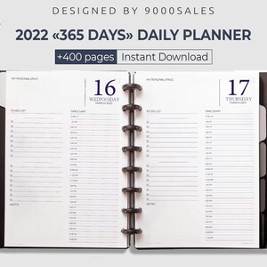 2022 Daily Planner Printable, 24 Hours Planner, 365 Days to Do List ...