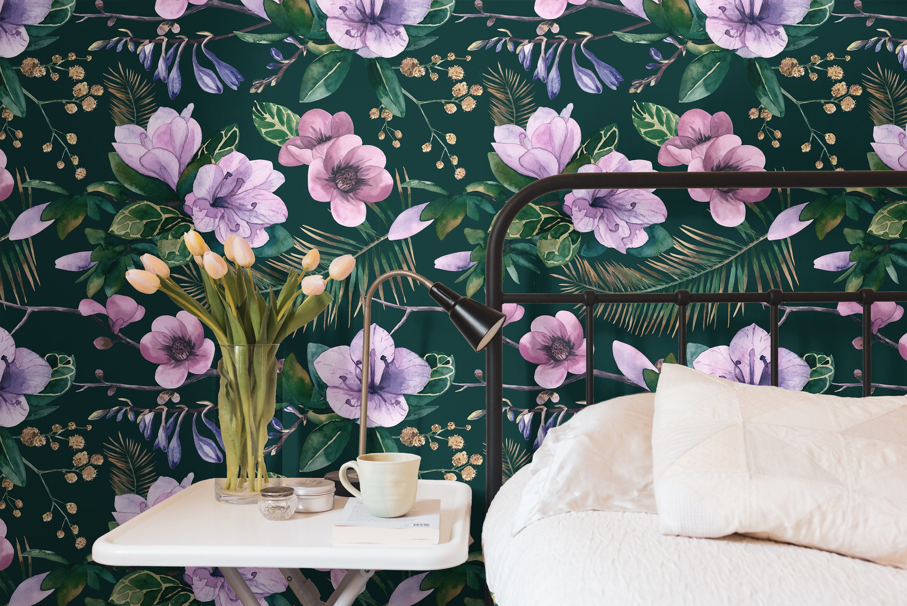 Wallpaper Reusable Renter friendly Seamless Removable Tropical Leaves ...