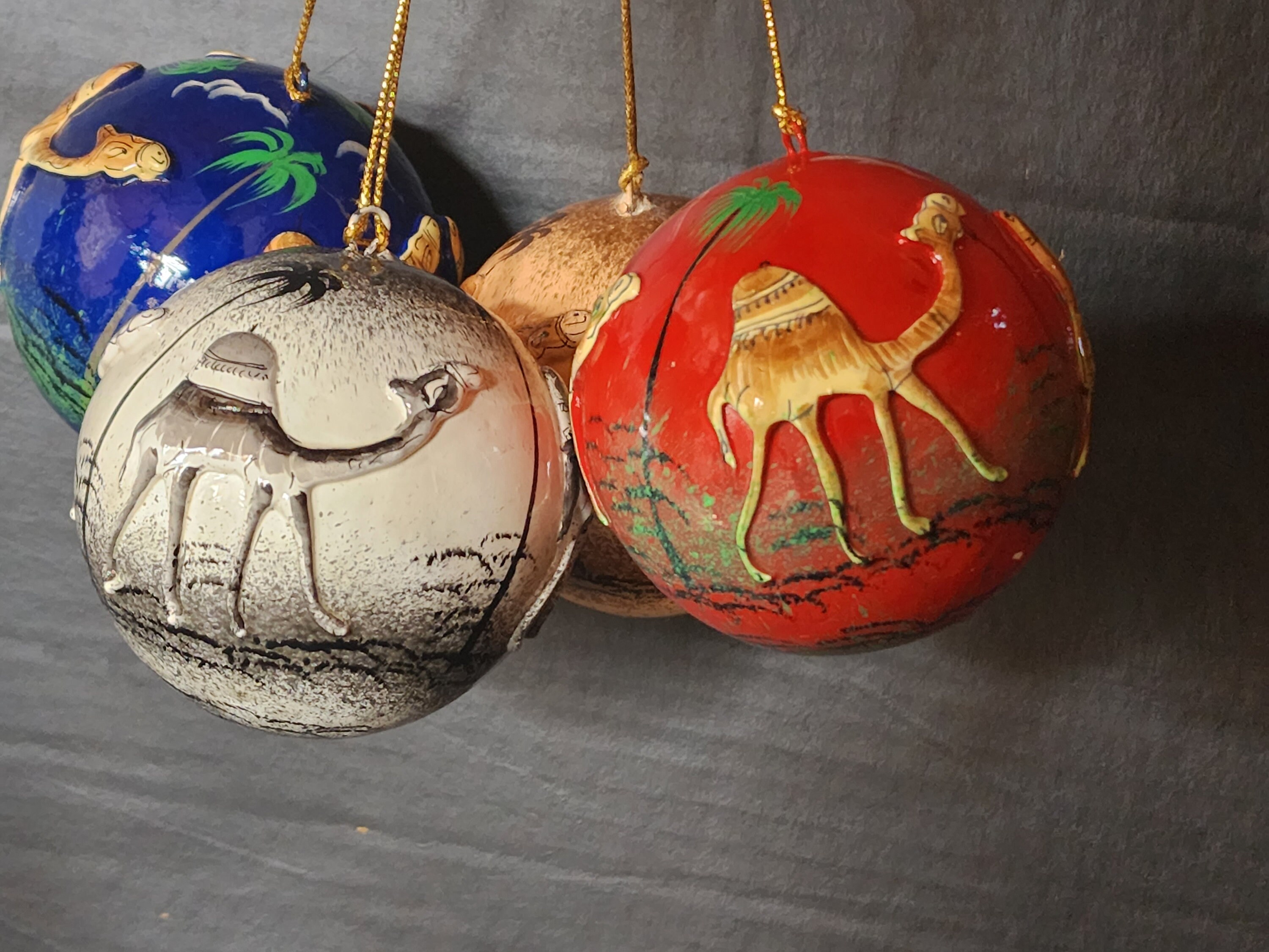 Set of 4 Handmade Paper Mache Balls Hanging Baubles Used as - Etsy