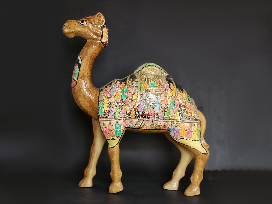 Exquisite Camel Statue Figurines: Antique Paper Mache Mughal Design ...
