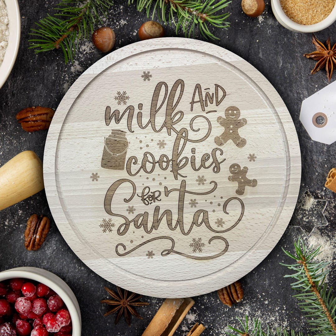 Santa Milk & Cookies Wooden Serving Board - Etsy