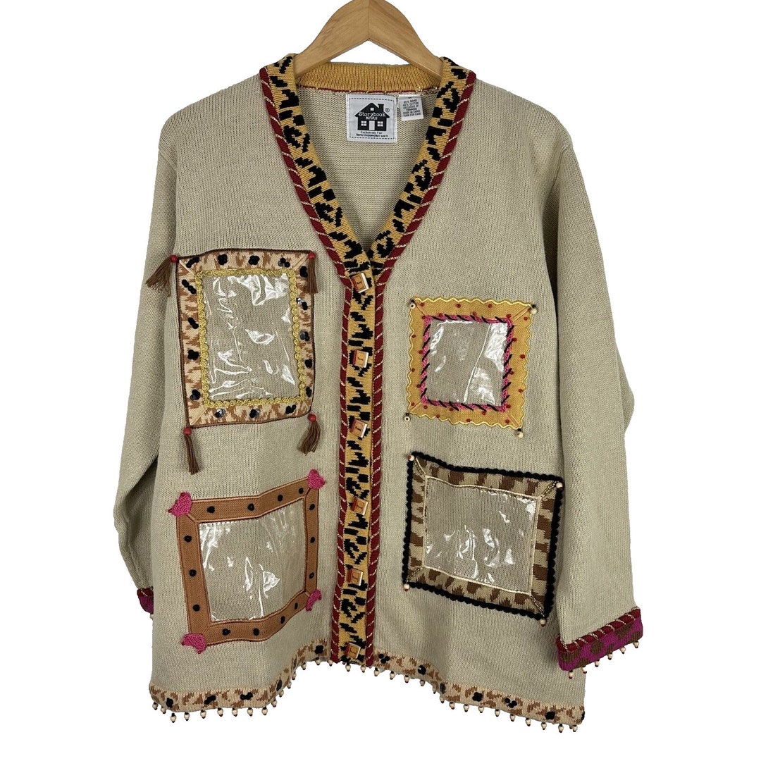 Storybook Knits Cardigan Sweater Gallery Frames Womens Size 1X HSN ...