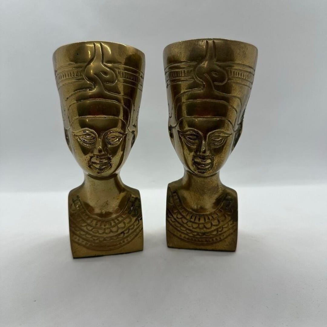 Vintage Solid Brass Egyptian Pharaoh Tutankhamun Pair of 2 Egypt - Etsy