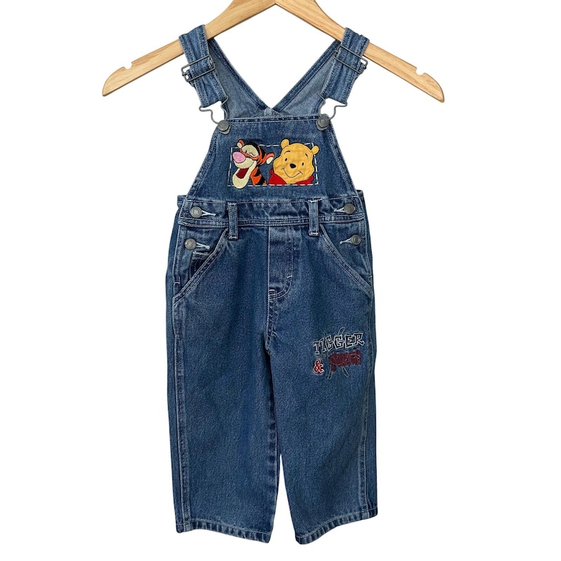 Disney Vintage Winnie the Pooh Tigger Denim Overalls Size 3T 100 Acre ...