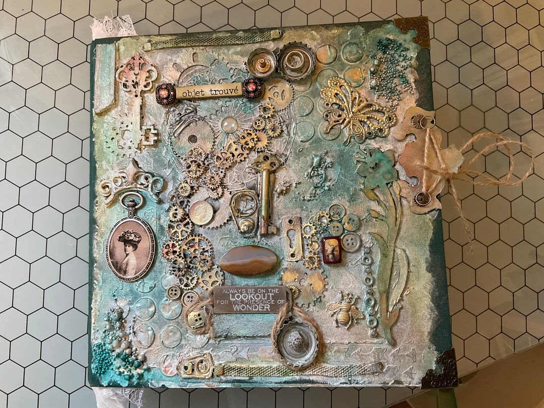 Found Objects Mixed Media Cover Journal - Etsy