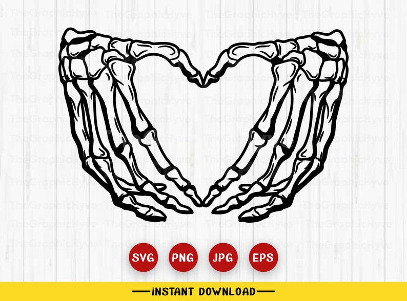 Skeleton Hand Heart Sign SVG Bones Tattoo Decal (Instant Download) - Etsy