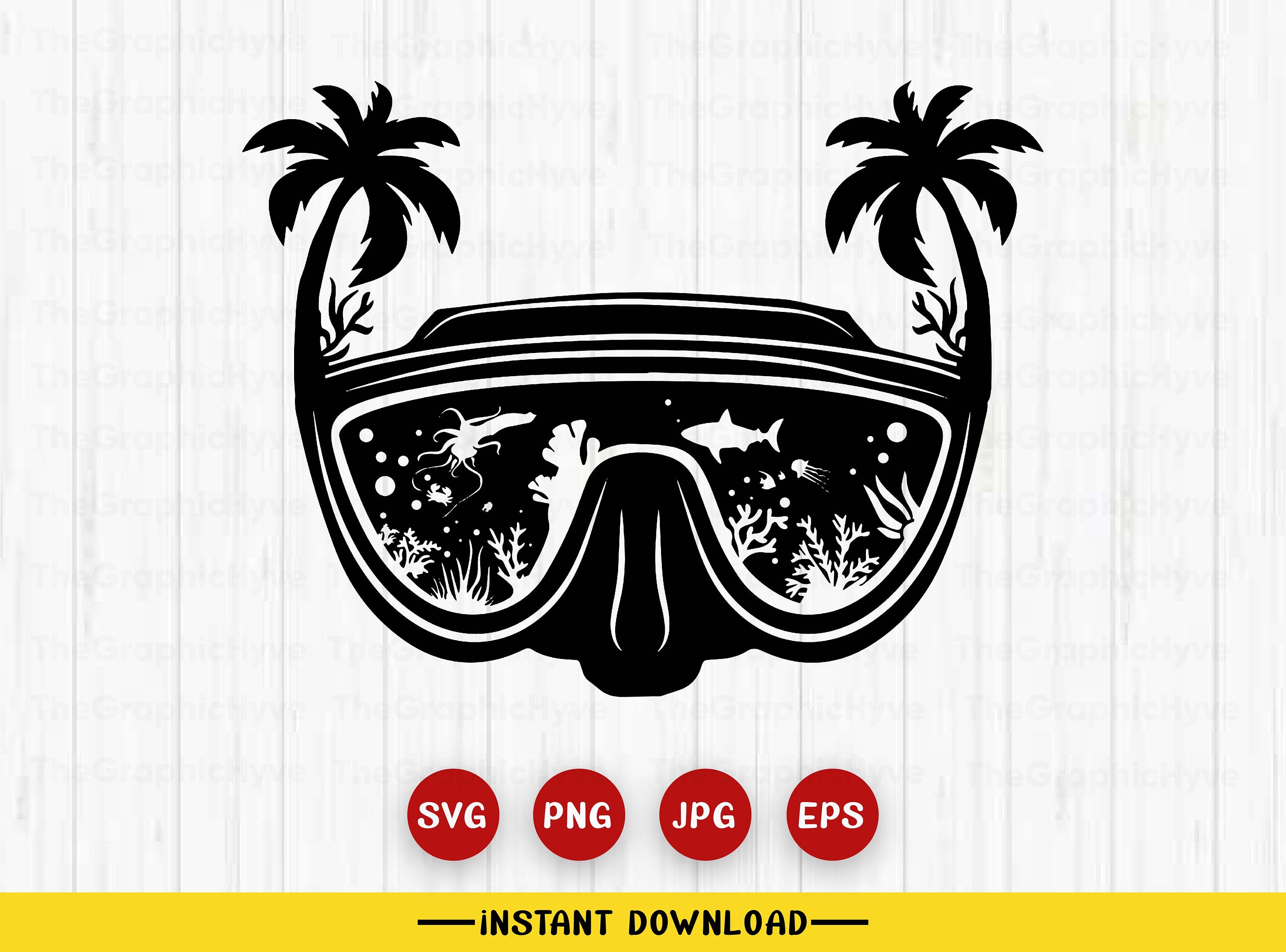 Tropical Scuba Goggles Svg| Scuba Diver Goggles Svg| Diving Svg| Free ...