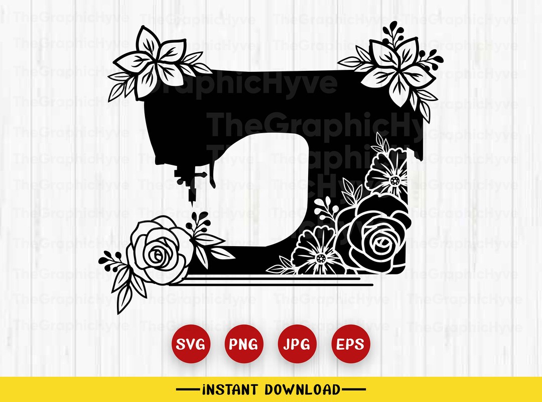 Floral Sewing Machine SVG File, Sewing Machine SVG Cut File for Cricut ...