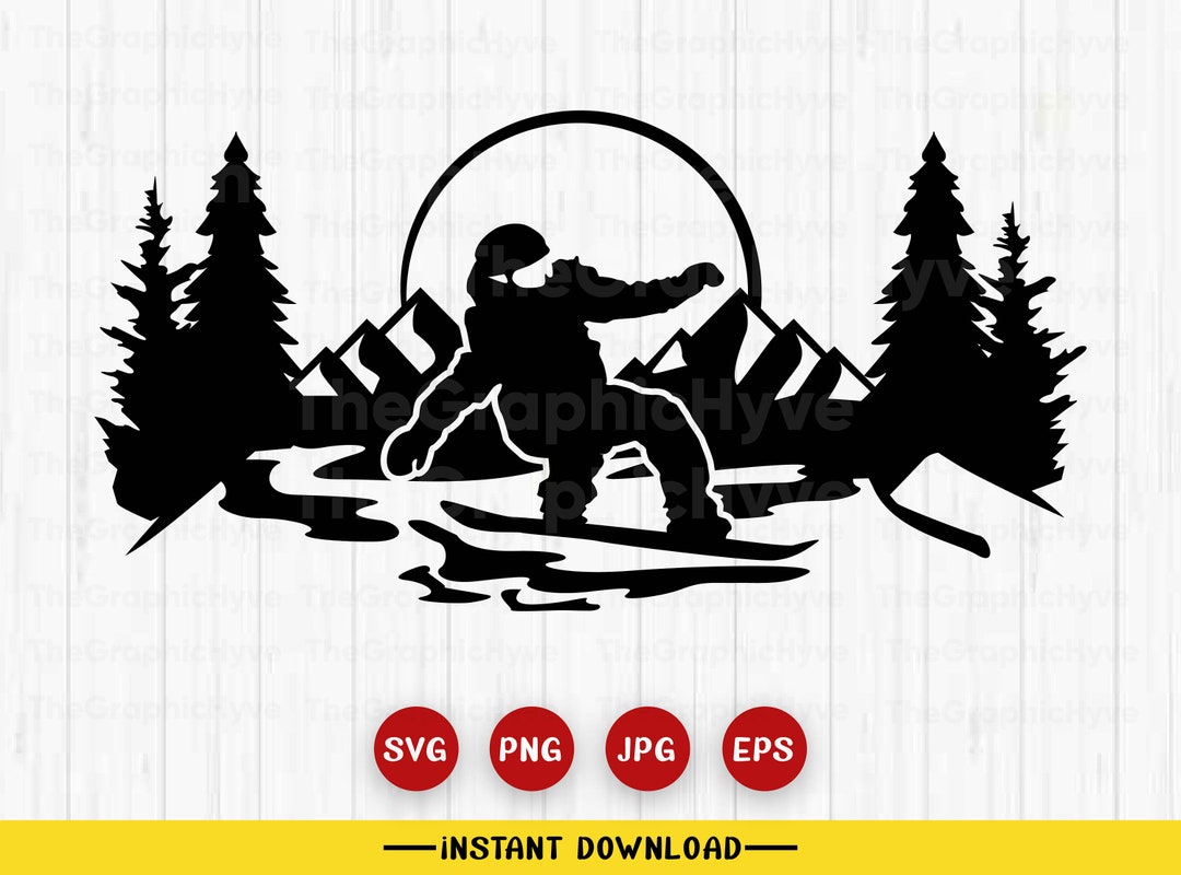 Snowboarding Scene SVG | Winter SVG | Snowboarding T-shirt Decal Gift ...