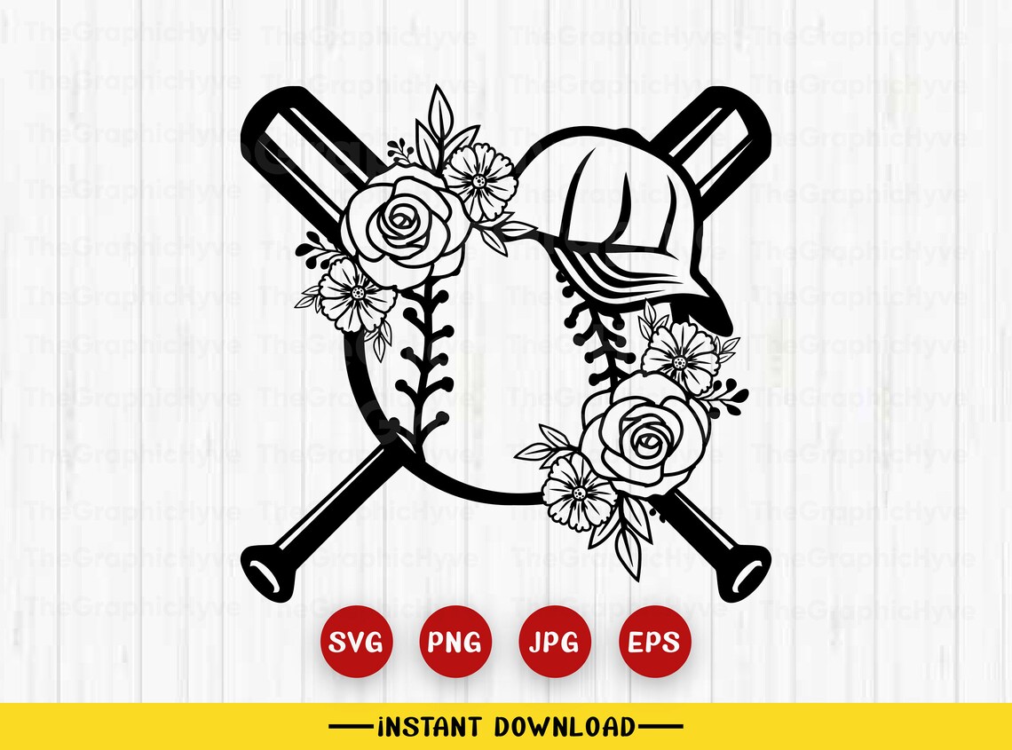 Baseball SVG File | Softball Svg | Floral Baseball Svg | Floral ...