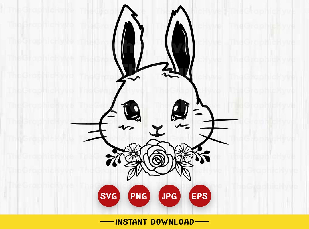 Floral Rabbit Svg | Easter Bunny Svg | Bunny With Flowers Svg | Cute ...