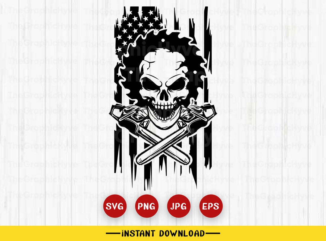 US Lumberjack Skull SVG | USA Flag Logging T-shirt Decal Sticker Vinyl ...