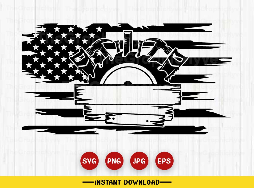 US Flag Carpenter Tools Svg, US Carpenter Tools Svg, Builder Svg ...
