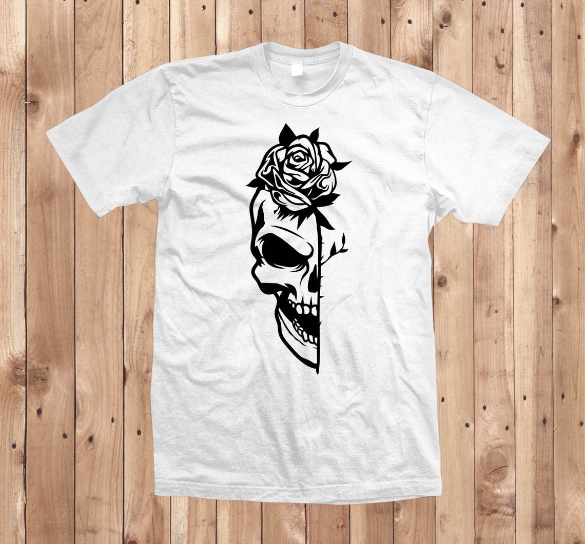 Rose Skull SVG | Skull With Flower Svg | Skull Svg | Half Skull Floral ...