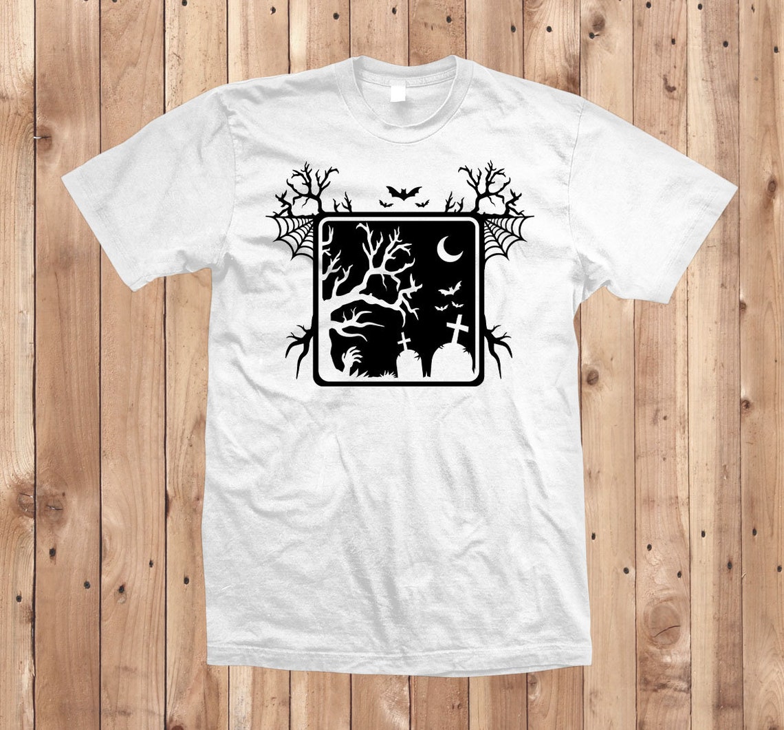 Halloween Graveyard Scene SVG Cemetery Svg Halloween Cut - Etsy