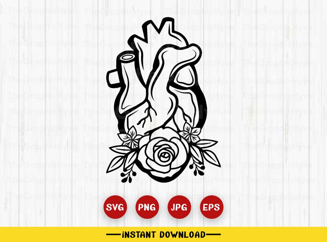 Heart Anatomy Svg File, Anatomy Svg, Floral Heart Svg, Flower Svg, Love ...