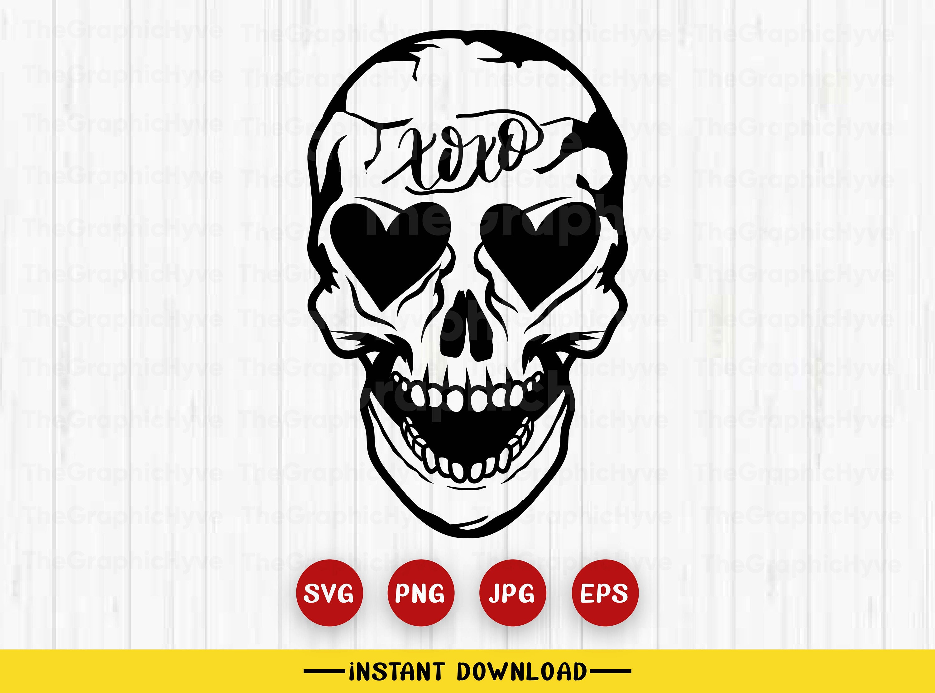 Skull Heart Svg, Skull in Heart Shape Eyes Svg, Skull Eyes Heart Shape ...