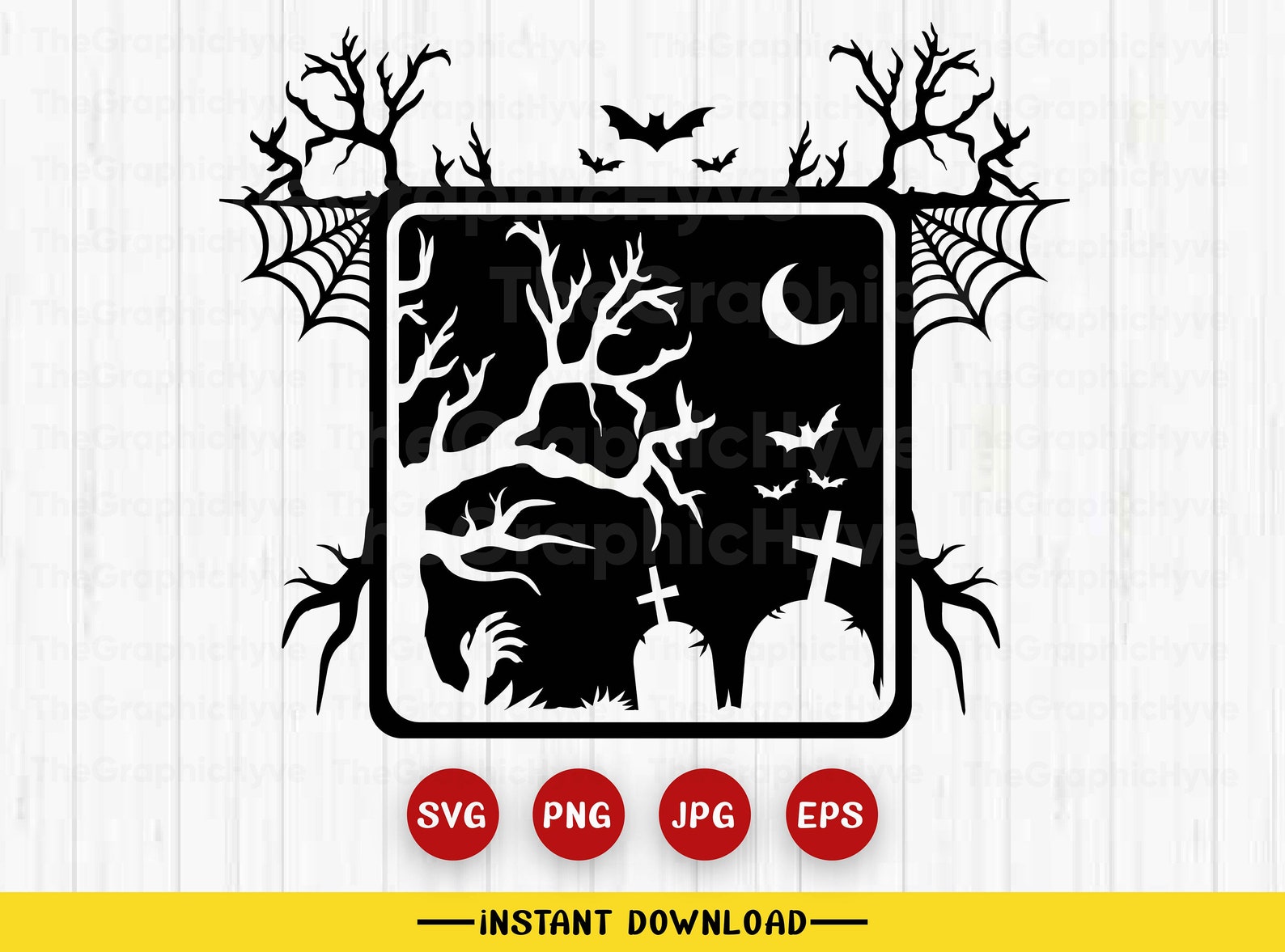 Halloween Graveyard Scene SVG | Cemetery Svg, Halloween Cut Files ...