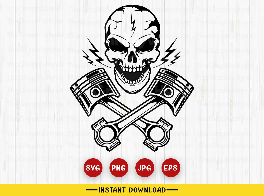 Skull Engine Piston SVG | Mechanic Piston SVG | Piston Svg | Piston ...