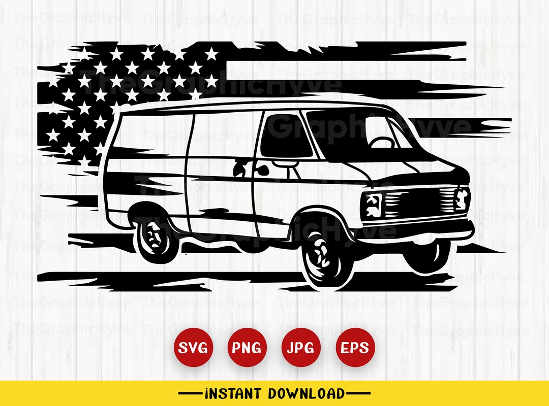 US Camping Van SVG | Moving Vehicle SVG |american Delivery Van Truck ...
