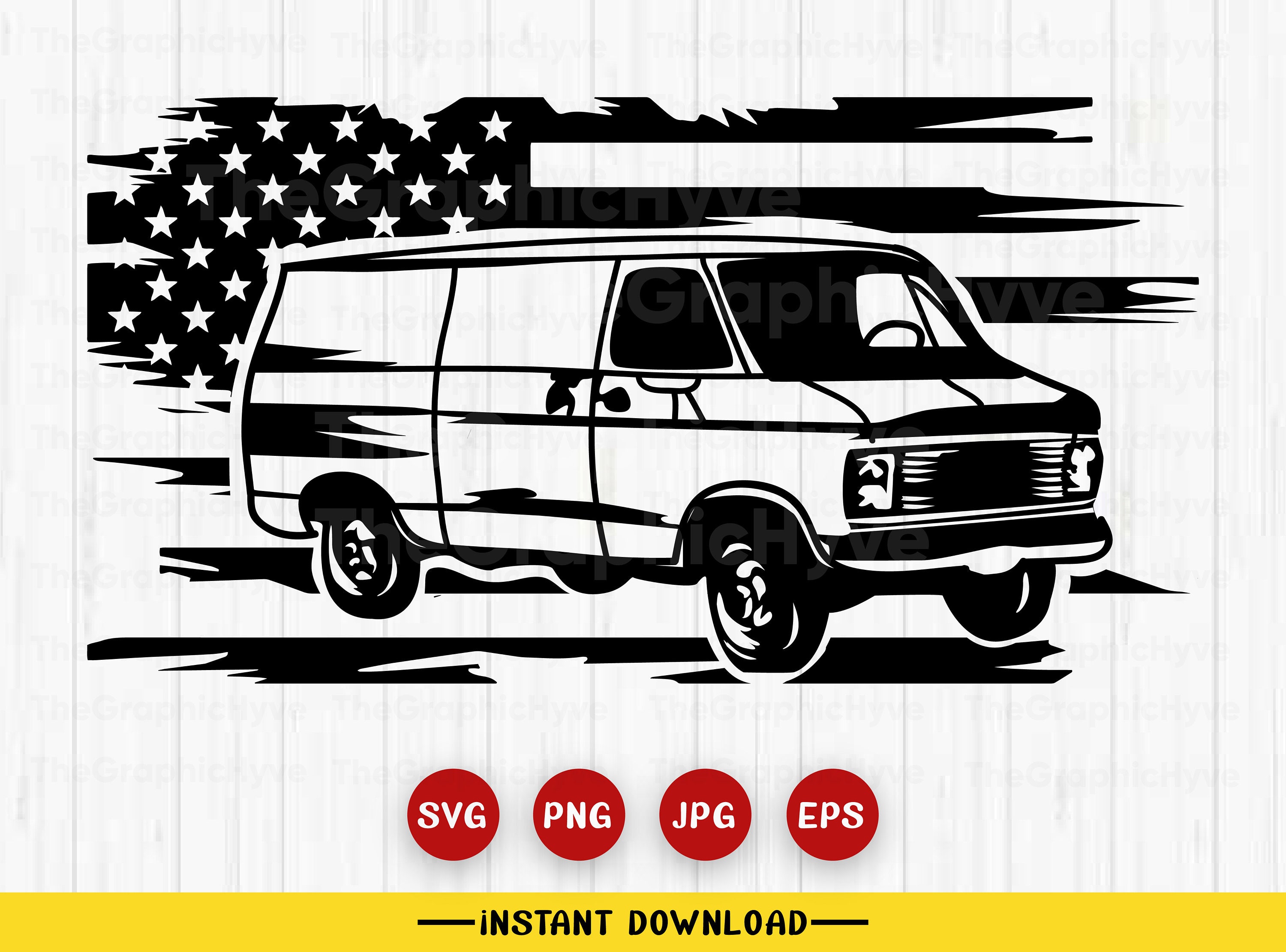 US Camping Van SVG | Moving Vehicle SVG |american Delivery Van Truck ...