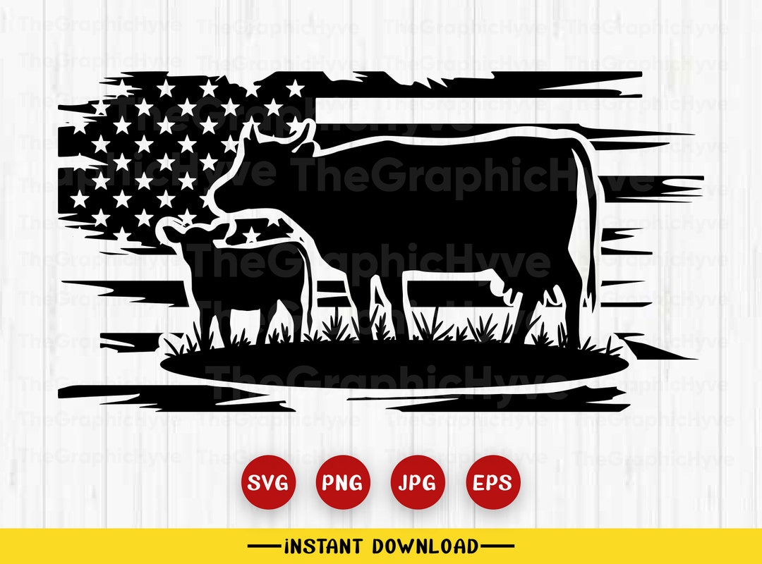 USA Cow Farm Svg File | US Cow Svg | Farmer Svg | Farm Animal Svg | Cow ...