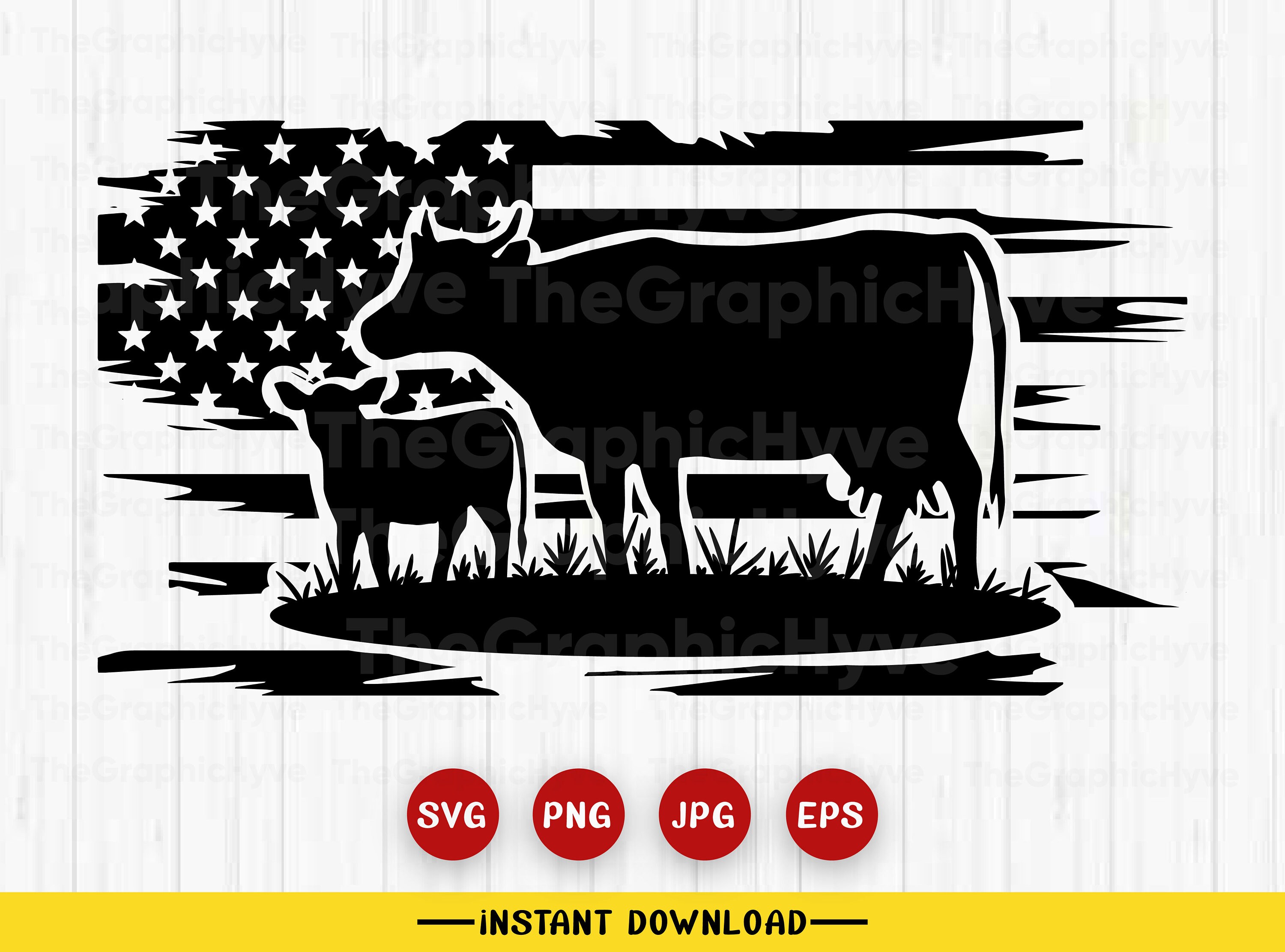 USA Cow Farm Svg File | US Cow Svg | Farmer Svg | Farm Animal Svg | Cow ...
